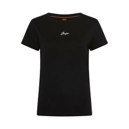 T-Shirt BOSS Orange "Elove Embro Premium Damenmode", Damen, Gr. S (36), schwarz 001, Single Jersey, Obermaterial: 100% Baumwolle, unifarben, schmal normal, Rundhals, Shirts T-Shirt, mit Rundhals, Slim Fit