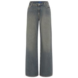 5-Pocket-Jeans HUGO BLUE "Gobana", Damen, Gr. 29, L&auml;nge 34, bright blau 434, Denim/Jeans, Obermaterial: 100% Baumwolle, unifarben, weit lang, Jeans 5-Pocket-Jeans, Low Rise, Wide Leg