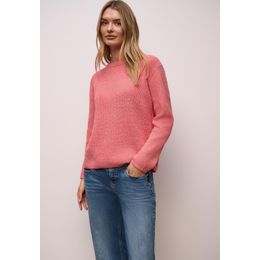 Strickpullover Street One, Damen, Gr. 34, striking coral, Web, 72% Polyester, 28% Baumwolle, unifarben, normal normal, U-Boot-Ausschnitt, angesetztes B&uuml;ndchen, Pullover Strickpullover, mit U-Boot-Ausschnitt