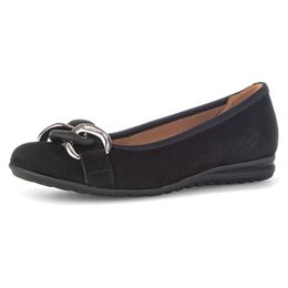 Ballerina Gabor "FLORENZ", Damen, Gr. 36, schwarz, Ziegenveloursleder, Schuhe Ballerina, Keilabsatz, Bequemschuh, Slipper, Businessschuh in Weite G (=weit)