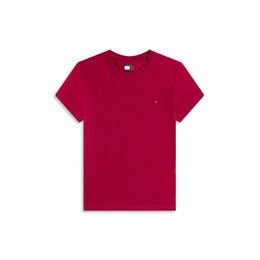 Kurzarmshirt Tommy Jeans "TJW SLIM C-NECK TEE", Damen, Gr. L (40), lavish cerise, Single Jersey, Obermaterial: 100% Baumwolle, unifarben, slim fit h&uuml;ftlang, Rundhals, abgesteppt, Shirts, mit Logo-Stickerei