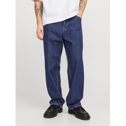 Jack & Jones Relax-fit-Jeans JACK & JONES "JJIALEX mit cleanem Look und Taschenvielfalt", Damen, Gr. 29, L&auml;nge 32, blau (denim blau), Denim/Jeans, Obermaterial: 100% Baumwolle, Abriebeffekte, relaxed fit lang, Jeans, Baumwolle, relax fit