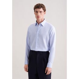 Businesshemd Seidensticker "Schwarze Rose", Herren, Gr. S (37), normale &Auml;rmell&auml;ngen, mittelblau, 100% Baumwolle, kariert, slim fit, 2-Knopf-Manschette, Hemden, Slim 1/1 Covered-Button-Down-Kragen Karo