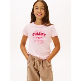 T-Shirt Tommy Hilfiger, M&auml;dchen, Gr. 10 (140), duchess pink, Single Jersey, Obermaterial: 100% Baumwolle, unifarben, regular fit normal, Rundhals, eingesetzt abgesteppte Kante, Shirts T-Shirt, Regular fit, Kinder bis 16 Jahre