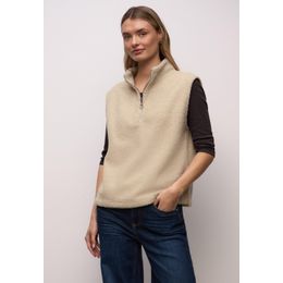 Pullunder Street One, Damen, Gr. 40, soft fawn beige, Stoff, 100% Polyester, unifarben, normal normal, hoch geschlossener Ausschnitt, abgesteppt, Pullover Pullunder, mit Zipper