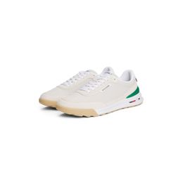 Sneaker Tommy Hilfiger "RETRO RUNNER SEASONAL", Herren, Gr. 40, beige (natur, gr&uuml;n), Veloursleder, Schuhe Sneaker, Freizeitschuh, Halbschuh, Schn&uuml;rschuh, Kontrastbesatz an der Ferse