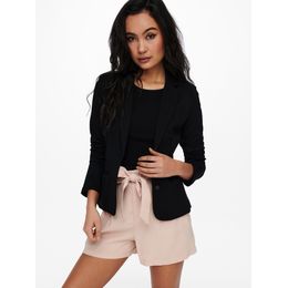 Jerseyblazer Only "ONLPOPTRASH &ndash; 2-Knopf Blazer mit taillierter Silhouette", Damen, Gr. L, schwarz, Milano Rib, Obermaterial: 63% Viskose (LENZING&trade; ECOVERO&trade;), 32% Nylon, 5% Elasthan, unifarben, regular fit h&uuml;ftlang, Blazer, regular fit, Milano Rib, Materialmix, Reverskragen, unifarben