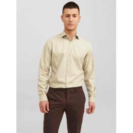 Jack & Jones Langarmhemd JACK & JONES "JPRBLAPARKER Slim Fit Hemd, atmungsaktiv, ideal f&uuml;r den Alltag", Herren, Gr. M, N-Gr, beige (pure cashmer), Web, Obermaterial: 100% Baumwolle, unifarben, slim fit normal, ohne Ausschnitt, 1-Knopf-Manschette, Hemden, Baumwolle, slim fit