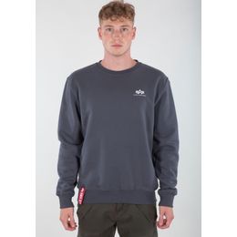 Sweatshirt Alpha Industries "Basic Sweater small Logo", Herren, Gr. M, grau (grauschwarz), angeraute Sweatware, Obermaterial: 100% Baumwolle, bedruckt, normal normal, Rundhals, Rippb&uuml;ndchen, Sweatshirts Sweatshirt, Baumwollmischung, regular fit