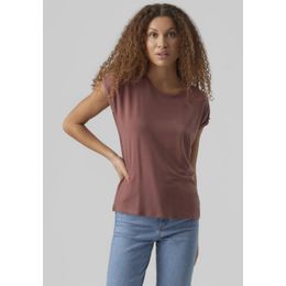 V&eacute;ro Moda Rundhalsshirt VERO MODA "VMAVA PLAIN SS TOP GAJRS NOOS", Damen, Gr. L, bunt (rose braun), Jersey, Obermaterial: 95% Lyocell (TENCEL&trade;), 5% Elasthan, unifarben, regular fit normal, Rundhals, Shirts Rundhalsshirt, Materialmix, regular fit
