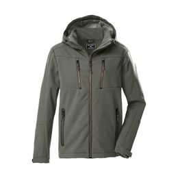 Softshelljacke Killtec "KOW 79 MN SFTSHLL JCKT", Herren, Gr. XL, moosgr&uuml;n, Oberseite: 92% Polyester, 8% Elasthan;R&uuml;ckseite: 100% Polyester, Jacken Softshelljacke, Wasser- und windabweisende Softshelljacke, abnehmbare Kapuze