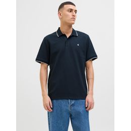 Jack & Jones Poloshirt JACK & JONES "JJEAUSTIN POLO SS NOOS", Herren, Gr. M, sky captain detail:play, Jersey, Obermaterial: 58% Polyester, 40% Baumwolle, 2% Elasthan, unifarben, regular fit normal, ohne Ausschnitt, gerader Abschluss, Shirts, Materialmix, regular fit