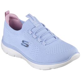 Slip-On Sneaker Skechers "SUMMITS", Damen, Gr. 41, blau (hellblau), Textil, Schuhe, Freizeitschuh, Halbschuh, Slipper mit flexibler Traktionslaufsohle
