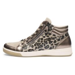 Sneakerboots Ara "ROM", Damen, Gr. 3,5 (36), beige (beige, leo), Glattleder, Veloursleder, animal-print, Schuhe Sneakerboots, Hightop Sneaker, Schn&uuml;rboots in Bequemweite G (= weit)