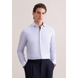 Businesshemd Seidensticker "Schwarze Rose", Herren, Gr. XS (36), normale &Auml;rmell&auml;ngen, mittelblau, 100% Baumwolle, gestreift, slim fit, 2-Knopf-Manschette, Hemden, Slim 1/1 Kentkragen Gestreift