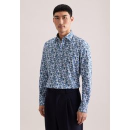 Businesshemd Seidensticker "Schwarze Rose", Herren, Gr. S (37), normale &Auml;rmell&auml;ngen, gr&uuml;n, 100% Baumwolle, bedruckt, slim fit, 2-Knopf-Manschette, Hemden, Slim 1/1 Kentkragen Druck