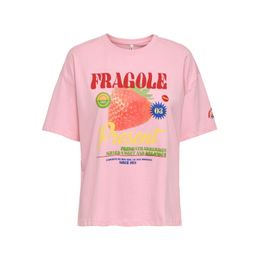 Kurzarmshirt Only "ONLBOLETTE LIFE S/S TOP BOX CC JRS", Damen, Gr. XL, romance rose print:fragole, Jersey, Obermaterial: 100% Baumwolle, bedruckt, loose fit normal, Rundhals, Shirts, mit auff&auml;lligem Print