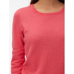 V&eacute;ro Moda Rundhalspullover VERO MODA "VMCARE STRUCTURE LS O-NECK BLOU NOOS", Damen, Gr. M, coral paradise, Strick, Obermaterial: 100% Baumwolle, Strukturmuster, unifarben, regular fit normal, Rundhals, Rippb&uuml;ndchen, Pullover Rundhalspullover, mit Strukturmuster