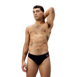 Badehose Speedo, Herren, Gr. 4S, N-Gr, schwarz (schwarz, neon c), Obermaterial: 80% Nylon, 20% Elasthan, Badehosen Badehose, sportlicher Look, schnell trocknend, mit Elasthan-Anteil