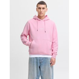Jack & Jones Kapuzensweatshirt JACK & JONES "JJESOHO SWEAT HOOD NOOS", Jungen, Gr. M, prism pink, angeraute Sweatware, Obermaterial: 80% Baumwolle, 20% Polyester, unifarben, relaxed fit, Rippb&uuml;ndchen, Sweatshirts, mit stylischem Print