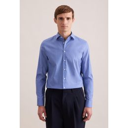 Businesshemd Seidensticker "Schwarze Rose", Herren, Gr. S (37), normale &Auml;rmell&auml;ngen, mittelblau, 100% Baumwolle, bedruckt, slim fit, 2-Knopf-Manschette, Hemden, Slim 1/1 Kentkragen Druck