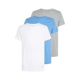 T-Shirt "S/S CREW NECK 3PK", Herren, Gr. M (50), wei&szlig; (wei&szlig;, grau, glacier), Jersey, Obermaterial: 100% Baumwolle, Calvin Klein Underwear, unifarben, Basic, regular fit h&uuml;ftlang, Rundhals, abgesteppt, Shirts T-Shirt, mit Logostickerei
