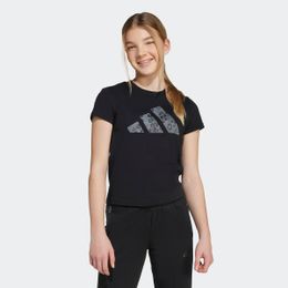 T-Shirt adidas Sportswear "G ANML SJ BL T", M&auml;dchen, Gr. 128, schwarz, Obermaterial: 100% Baumwolle, Rundhals, Shirts T-Shirt, mit Rundhalsausschnitt, ohne Verschluss, mit Animalprint