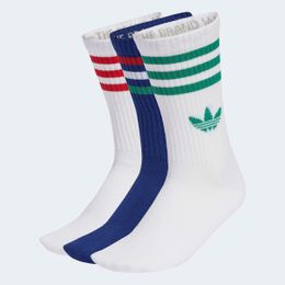 Sportsocken adidas originals "3S CREW S 3P", Herren, Gr. XL, crew blau, wei&szlig;, wei&szlig;, Obermaterial: 49% Baumwolle, 48% Polyester, 2% Elasthan, 1% Polyamid, Socken Sportsocken, f&uuml;r Laufen, kn&ouml;chellang, mit 3-Streifen und Trefoil Logo