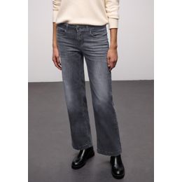 5-Pocket-Jeans Street One "Style Wide Leg", Damen, Gr. 30, L&auml;nge 30, steel grau washed, Denim/Jeans, Obermaterial: 84% Baumwolle, 13% Polyester, 3% Elasthan, unifarben, loose fit lang, Jeans 5-Pocket-Jeans, Wide Leg mit Stretch