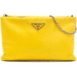 Prada Hobo Bags - Tessuto Fluo Clutch on Chain - Gr. unisize - in Gelb - f&uuml;r Damen