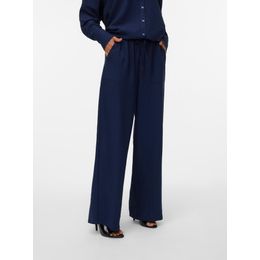 V&eacute;ro Moda Schlupfhose VERO MODA "VMMELANEY HW LOOSE PANT WVN GA NOOS", Damen, Gr. L (40), N-Gr, navy blazer, Web, Obermaterial: 100% Polyester, unifarben, loose fit lang, Hosen Schlupfhose, Kunstfaser, loose fit