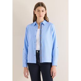 Langarmbluse Cecil, Damen, Gr. XL (44), fountain blau, Web, 100% Baumwolle, unifarben, normal normal, V-Ausschnitt, B&uuml;ndchen, Blusen, aus reiner Baumwolle