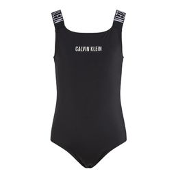 Calvin Klein Swimwear Badeanzug 'Intense Power' M&auml;dchen Gr&ouml;&szlig;e 140/152 hellgrau / schwarz / wei&szlig;