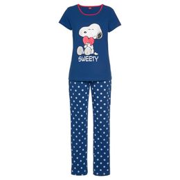 PEANUTS Pyjama Damen Gr&ouml;&szlig;e M blau / rot / schwarz / wei&szlig; Winterkleid