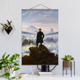 Bilderwelten Stoffbild mit Posterleisten Caspar David Friedrich - Der Wanderer &uuml;ber dem Nebelmeer