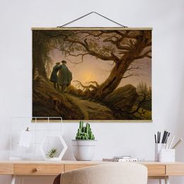 Bilderwelten Stoffbild mit Posterleisten Caspar David Friedrich - Zwei M&auml;nner in Betrachtung des Mondes