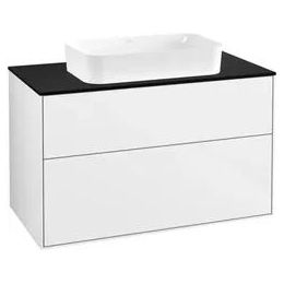 Villeroy & Boch Villeroy & Boch Finion Waschtischunterschrank, 2 Ausz&uuml;ge, Waschbecken mittig, ohne Hahnloch, 1000x603x501mm, Glass Black Matt, F64200GF, Farbe: Glossy White Lacquer