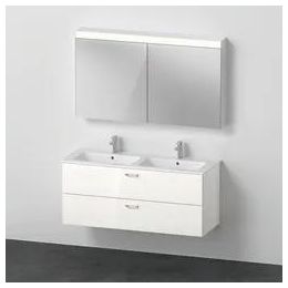 Duravit Xbase, M&ouml;bel-Set wandh&auml;ngend, mit LED-Spiegelschrank, Waschtisch und Waschtischunterschrank, Breite 1270 mm, XB006804545, Farbe: Wei&szlig; gl&auml;nzend