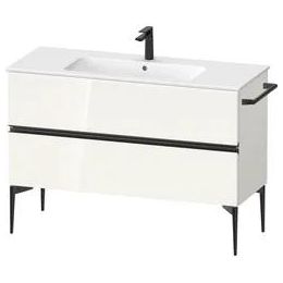 Duravit Sivida Waschtischunterbau, 2 Schubk&auml;sten, Griffleiste Diamantschwarz Matt, 1210x477x591mm, zu ME by Starck, SV46460BD220000, Farbe: Wei&szlig; Hochglanz