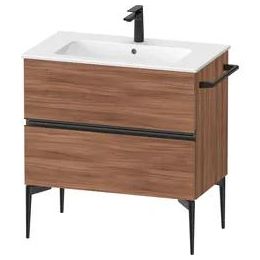 Duravit Sivida Waschtischunterbau, 2 Schubk&auml;sten, Griffleiste Diamantschwarz Matt, 810x477x591mm, zu ME by Starck, SV46440BD790000, Farbe: Nussbaum matt