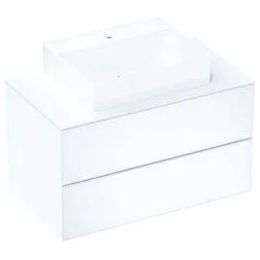 Hansgrohe Xevolos E Waschtischunterschrank, 2 Schubk&auml;sten, 1 Ausschnitt mittig, 980x550x555mm, f&uuml;r Konsole mit Aufsatzwaschtisch, 54190320, Farbe: Korpus Mattwei&szlig;, Front Wei&szlig; Metallic