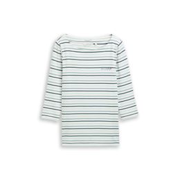 Tom Tailor Damen Langarmshirt mit Streifenmuster, gr&uuml;n, Gestreift, Gr. XXL