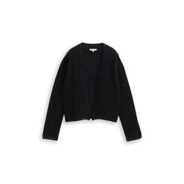 Tom Tailor Damen Cardigan aus Federgarn, schwarz, Uni, Gr. XXL