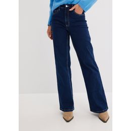 bonprix Wide Leg Jeans High Waist Bio-Baumwolle, blau, Gr.46, Weite Jeans aus Bio-Baumwolle, 98% Baumwolle (organic)