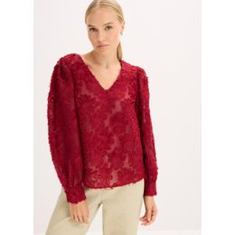 bonprix Bluse mit floralem Strukturmuster, rot