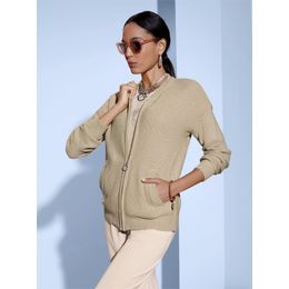 WITT Damen Strickjacke mit Glanzgarn und Pailletten, sand, Gr&ouml;&szlig;e 40