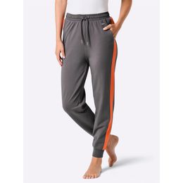 feel good Damen Dehnbund-Hose, anthrazit-orange, Gr&ouml;&szlig;e 36/38