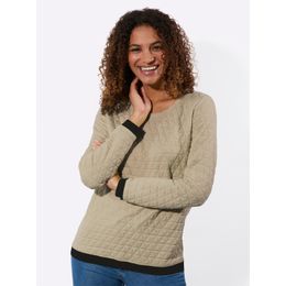 WITT Damen Rundhalsshirt im Jacquard-Muster, schlamm, Gr&ouml;&szlig;e 40