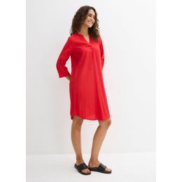 bonprix Tunika-Kleid aus Viskose-Mix mit Struktur Effekt, rot, Viskose