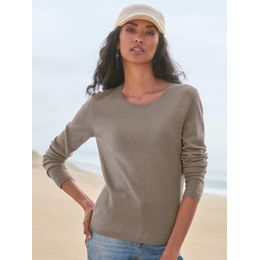 Peter Hahn - Rundhals-Pullover aus Schurwolle und Kaschmir, beige, Gr. 46 / L - Schurwolle